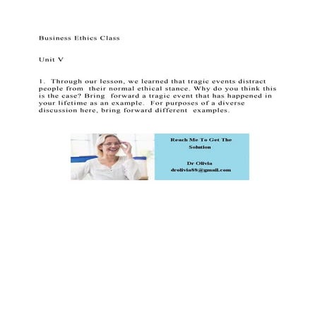 Business Ethics ClassUnit V1. Through our lesson, we le | DOCX