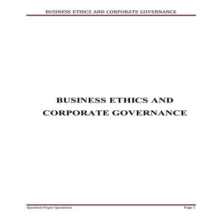 Business Ethics and Corporate Governance | DOCX