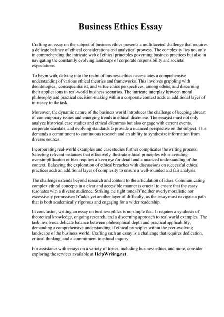 Essay On Work Ethics | PDF