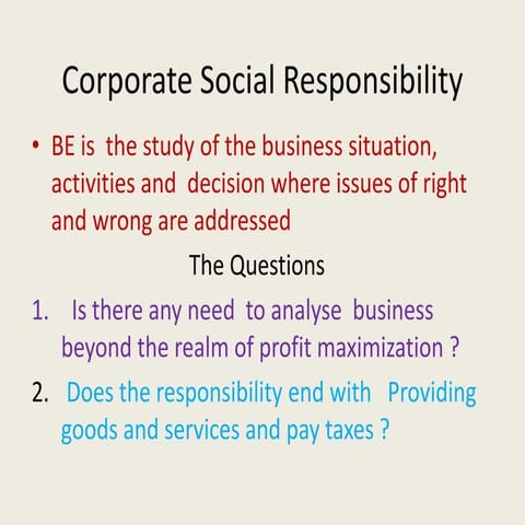 Business ethics (CSR) | PPT