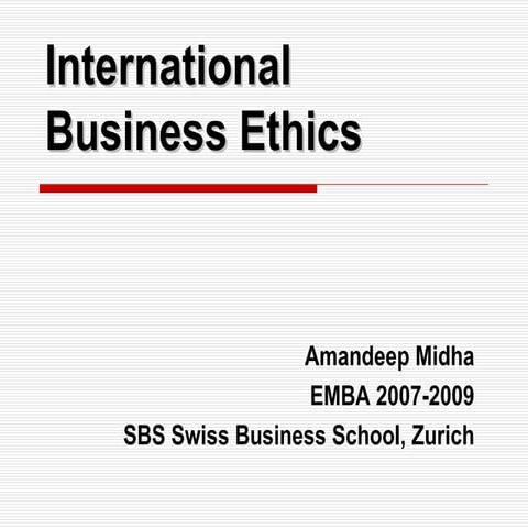 Business Ethics International Perspective | PPT