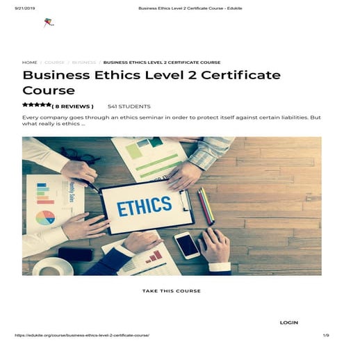 Business Law and Ethics Certificate - Edukite | PDF