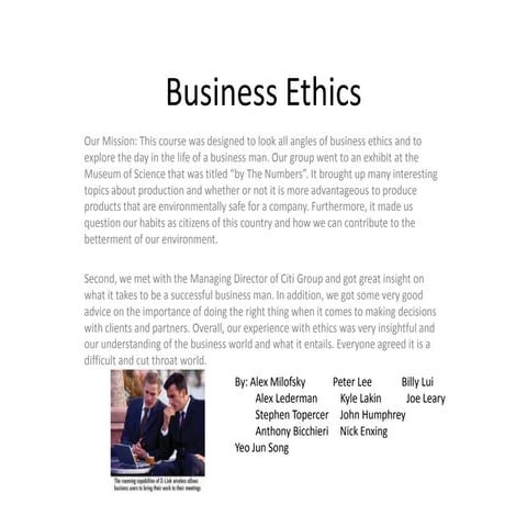 JUA: Business Ethics | PPTX