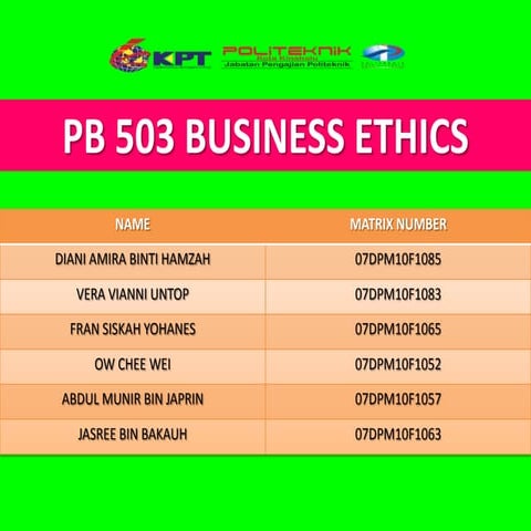 Business Ethics Project | PPTX | Business | Business and Finance