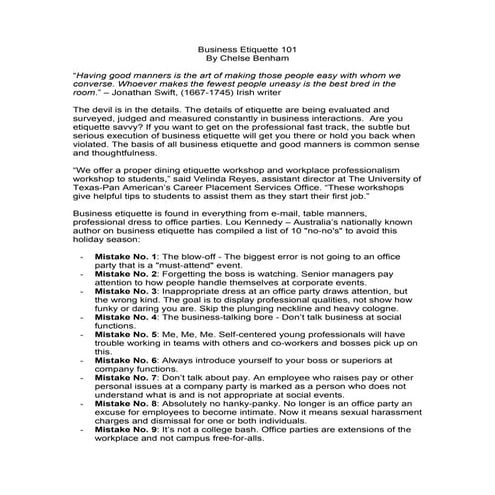 Business etiquette 101 | PDF