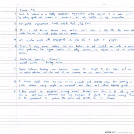 Business exercise answer | PDF