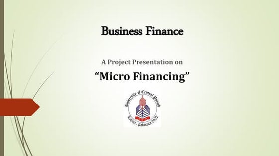 PPT ON MICRO FINANCE | PPT