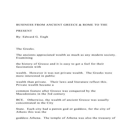 BUSINESS FROM ANCIENT GREECE & ROME TO THE PRESENT By.docx