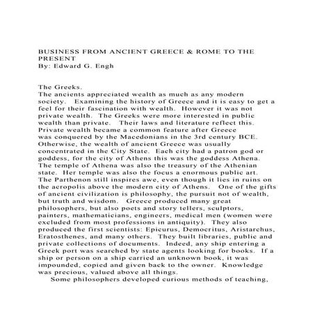 ANCIENT BUSINESS: FROM GREECE & ROME TO THE PRESENT | PDF