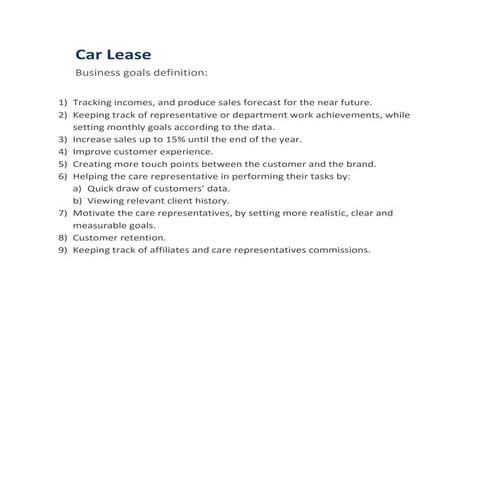 Car Lease - Business goals | PDF