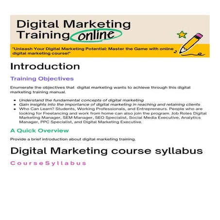 Digital Marketing training Courses Online | PDF