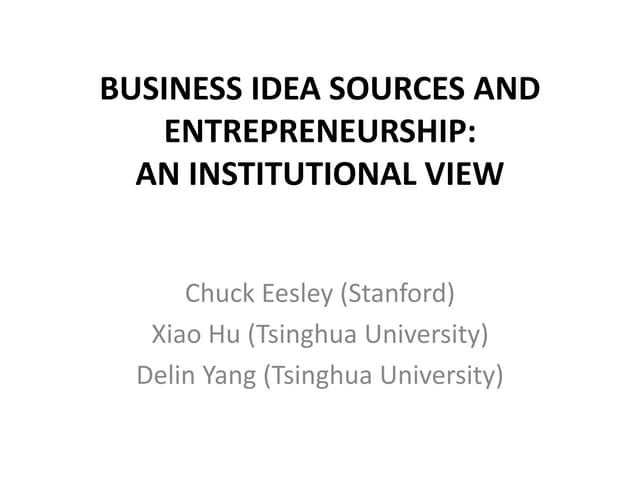 institutional support in Entrepreneurship | PPTX