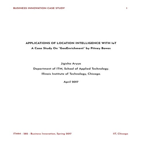 Applications of Location Intelligence with IoT (Case Study) | PDF