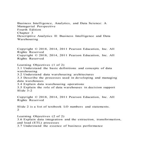 Business Intelligence Analytics And Data Science A Managerial Docx Databases Computer
