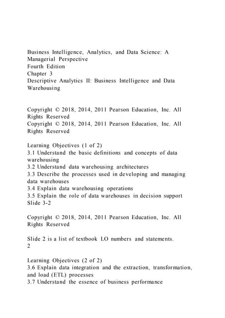 Business Intelligence Analytics And Data Science A Managerial Docx Databases Computer