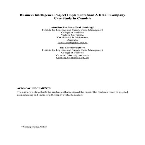 Business intelligence implementation case study | PDF