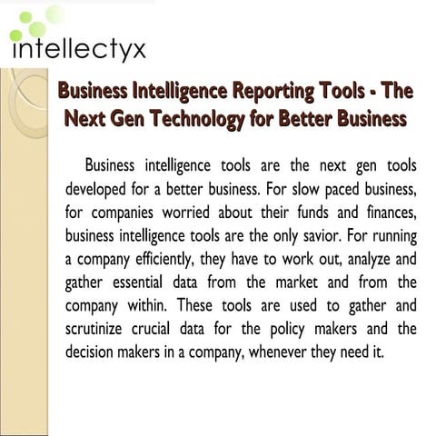 Business Intelligence Reporting Tools | PPT