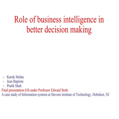 Business Intelligence Role Decision Making | PPT