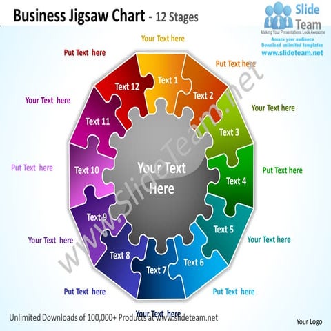 Business jigsaw chart 12 stages powerpoint templates 0712 | PDF