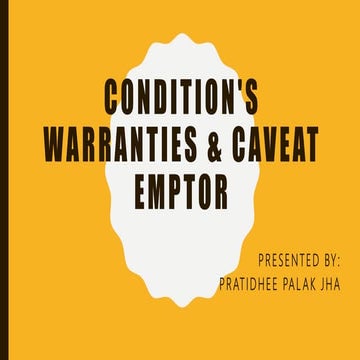 Conditions, Warranties & Caveat Emptor | PPTX