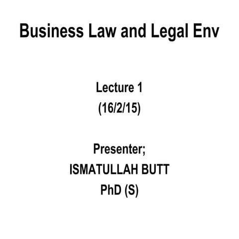 Business law lecture 1 | PPT