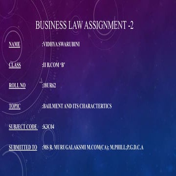 Classification of bailment | PPTX