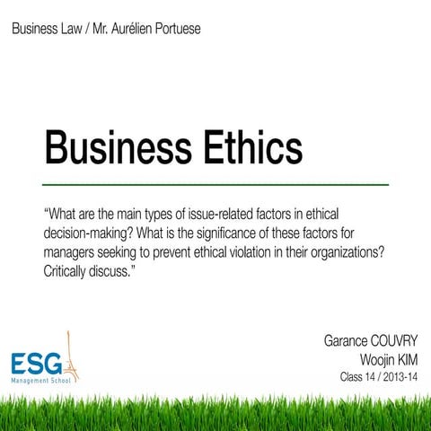 [Business Law] Business Ethics | PPT