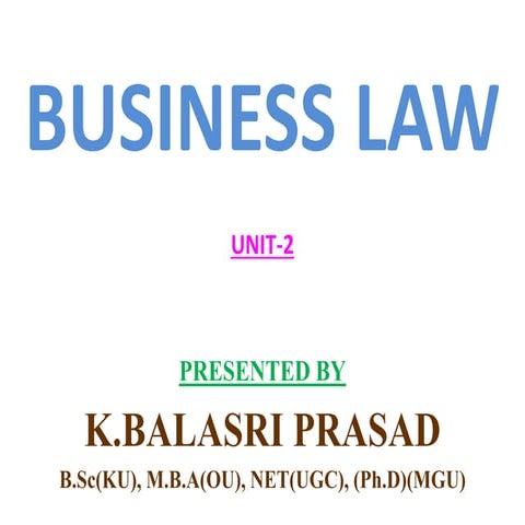 Business law notes unit 2 - 2019-20 batch | PPT