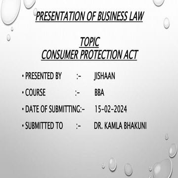 Business law presentation on Consumer protection act | PPTX | Consumer ...