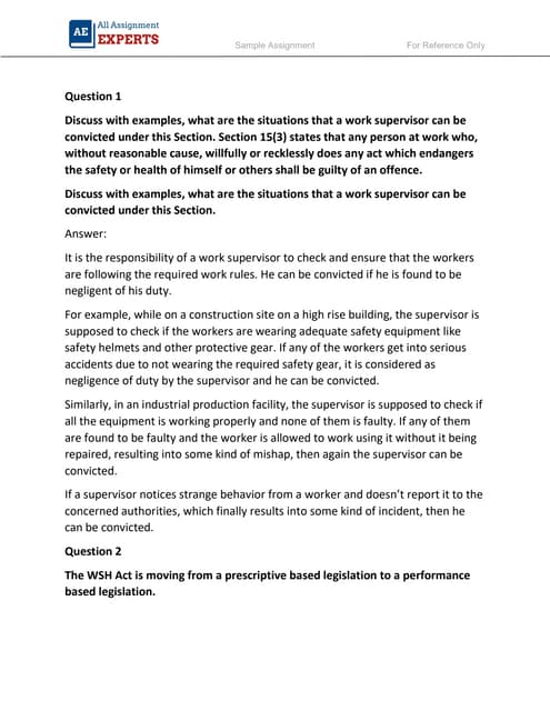 RUNNING HEAD WHS offences and penalties .docx