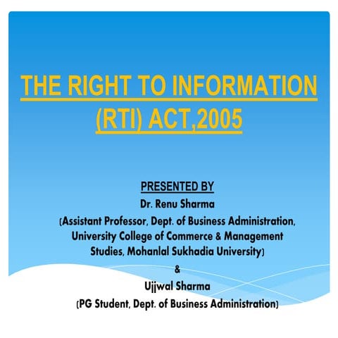 Right to Information Act, 2005 | PPT