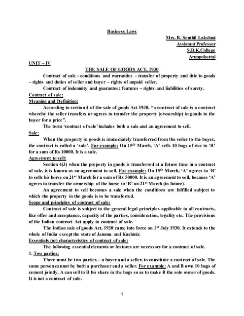 contract of sale | PPT