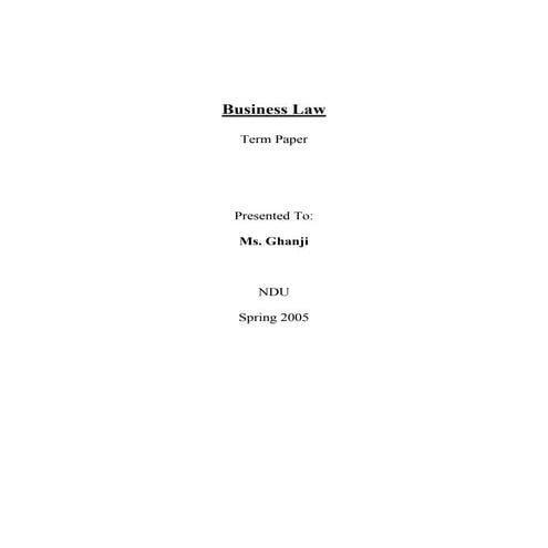 NDU Term Paper | Business Law | PDF