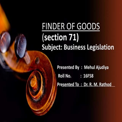 Business legislation (finder of goods) | PPTX