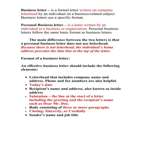 Business Letter Information Sheet | DOC
