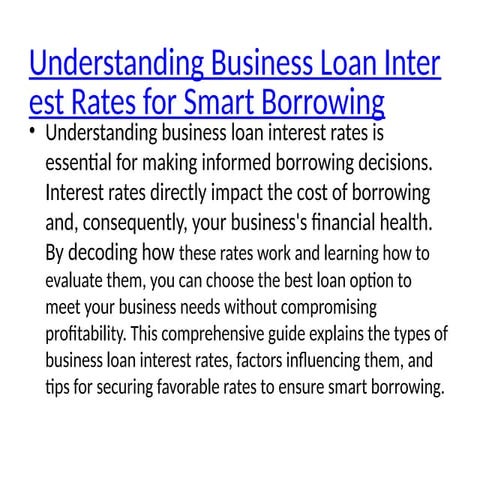 "Interest Rate for Business Loan: What You Need to Know Before You ...