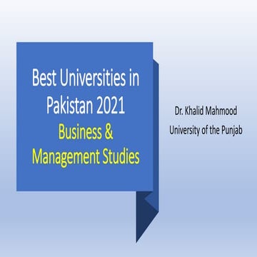 Best Universities in Pakistan 2021: Business & management studies | PPTX