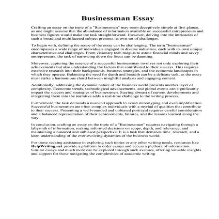 Businessman Essay | PDF | Business | Business and Finance