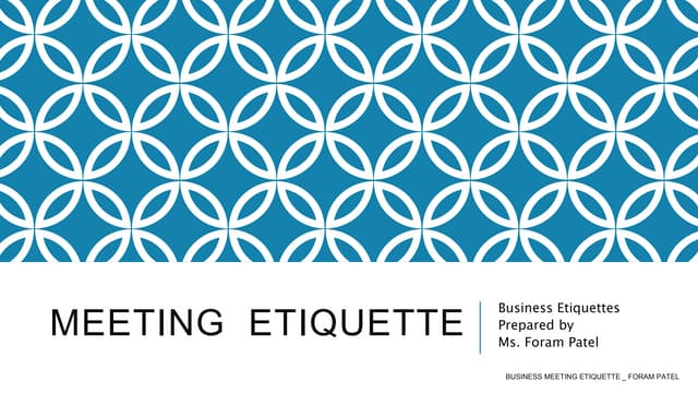 Meeting etiquette training | PDF