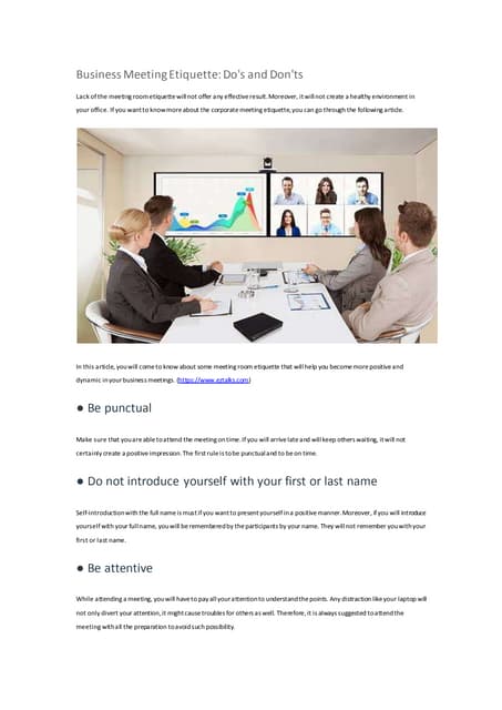 Meeting Etiquette - Maximizing our meetings | PPT