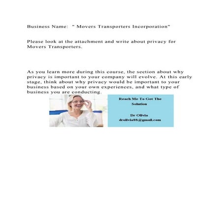 Business Name Movers Transporters IncorporationPlease loo.docx