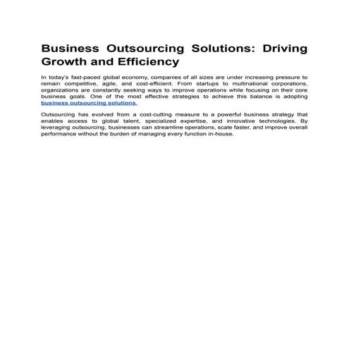 Outsourcing ppt | PPTX
