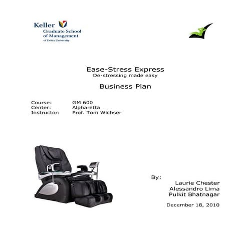 Business plan - Ease-Stress De-stressing Stations - Full Report | PDF