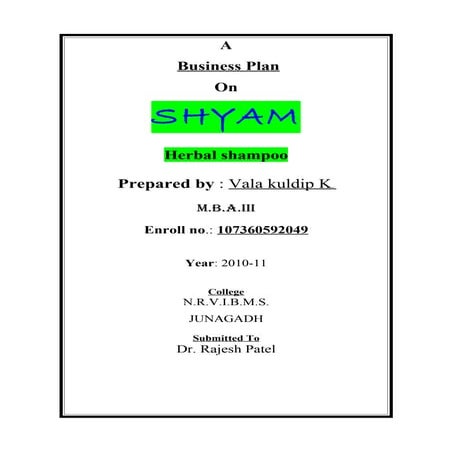 Business plan herbal shampoo by kuldeep vala | DOC