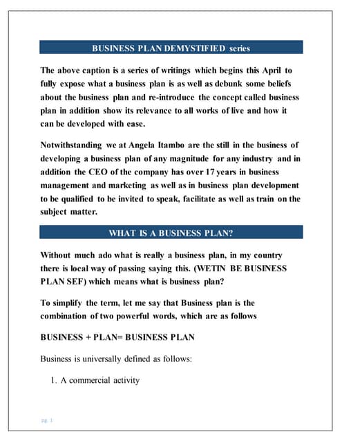 A business plan | PDF