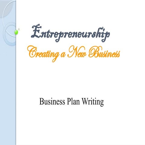 Business Plan Writing for entrepreneurship. | PPT
