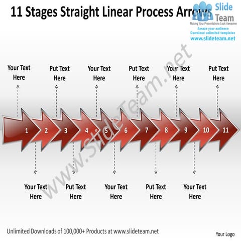 Business power point templates linear arrow continual process 9 phase ...