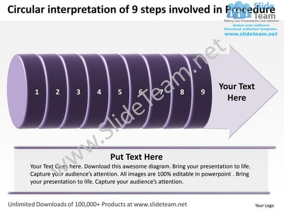 Business power point templates round implementation of 8 steps involved ...