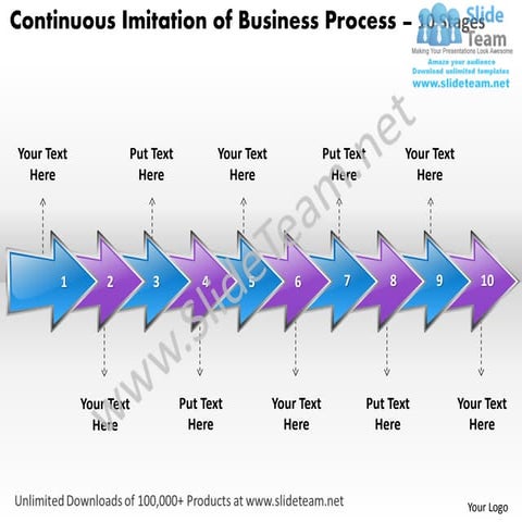 Business power point templates linear arrow continual process 9 phase ...