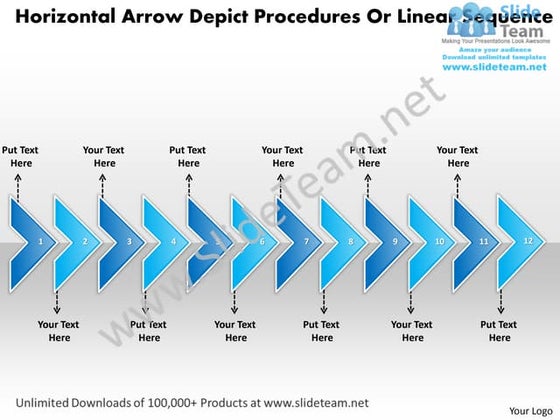 10 stages linear arrow showing the process flow direction slide shop ...